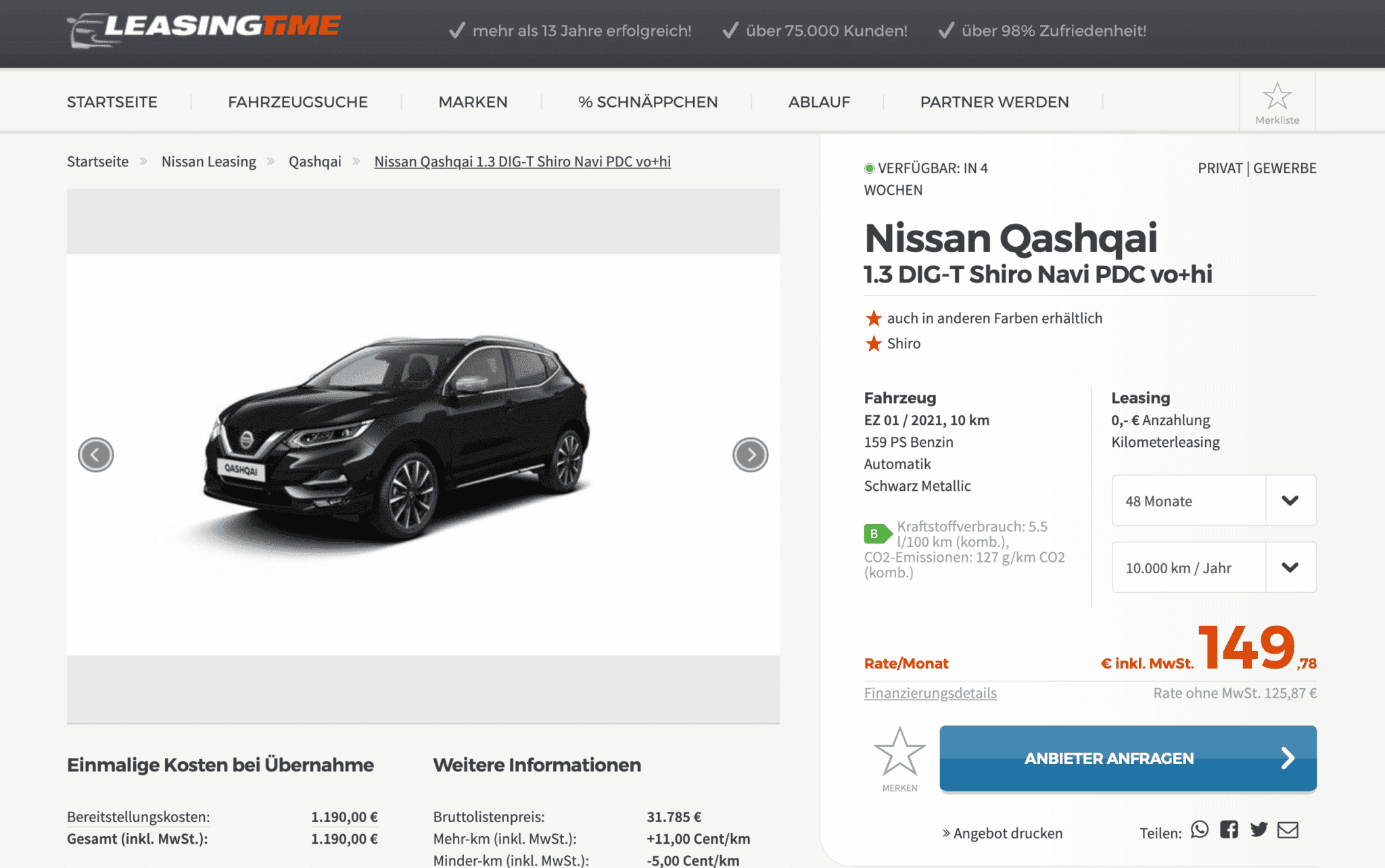 Nissan Qashqai Leasing 149 Euro