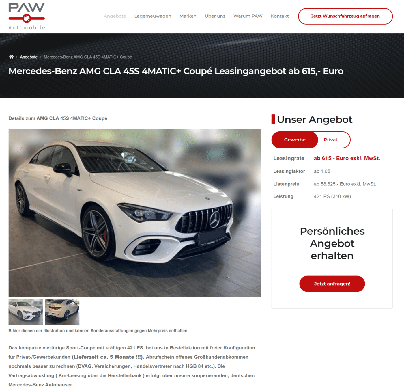 Mercedes-AMG CLA Leasing ab 615 Euro netto - sparneuwagen.de