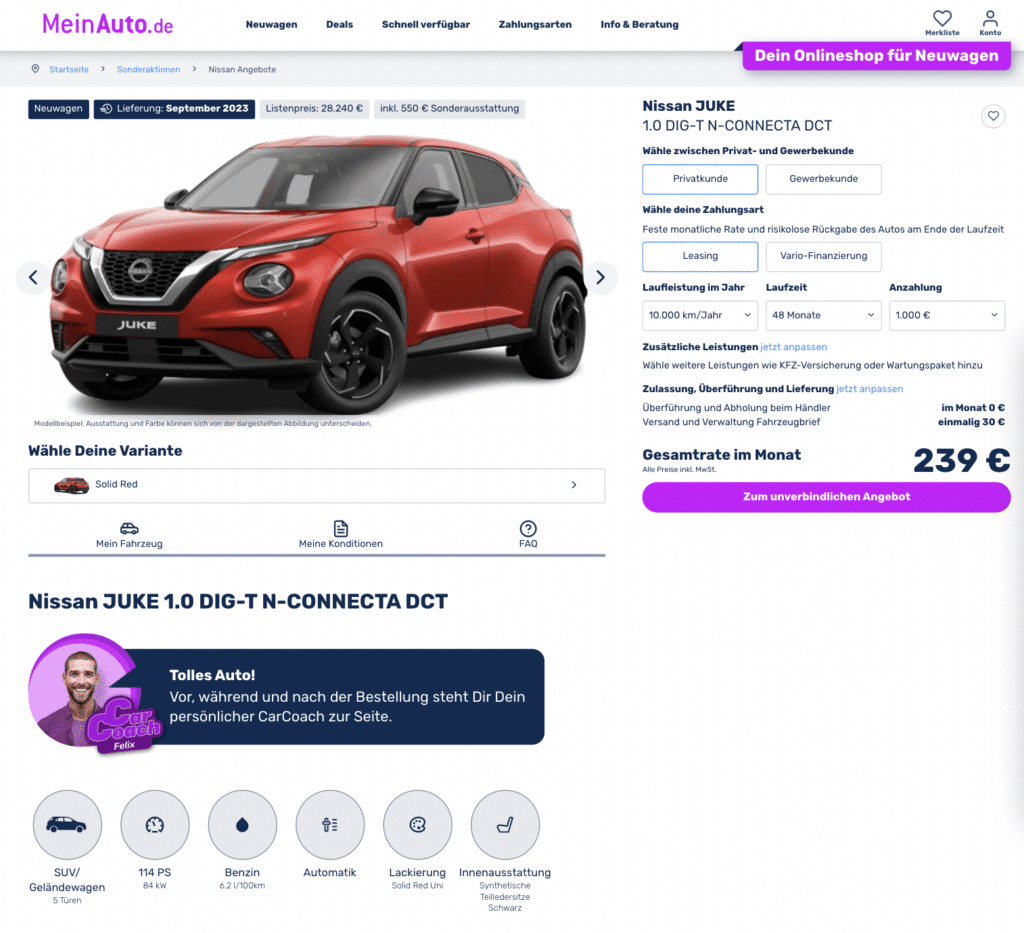 Wunderschne Nissan Juke Leasing Ebenbild