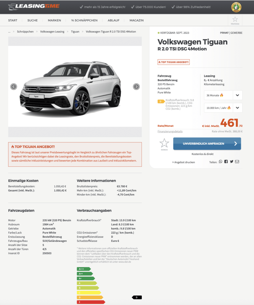 Vw Tiguan Leasing Angebote
