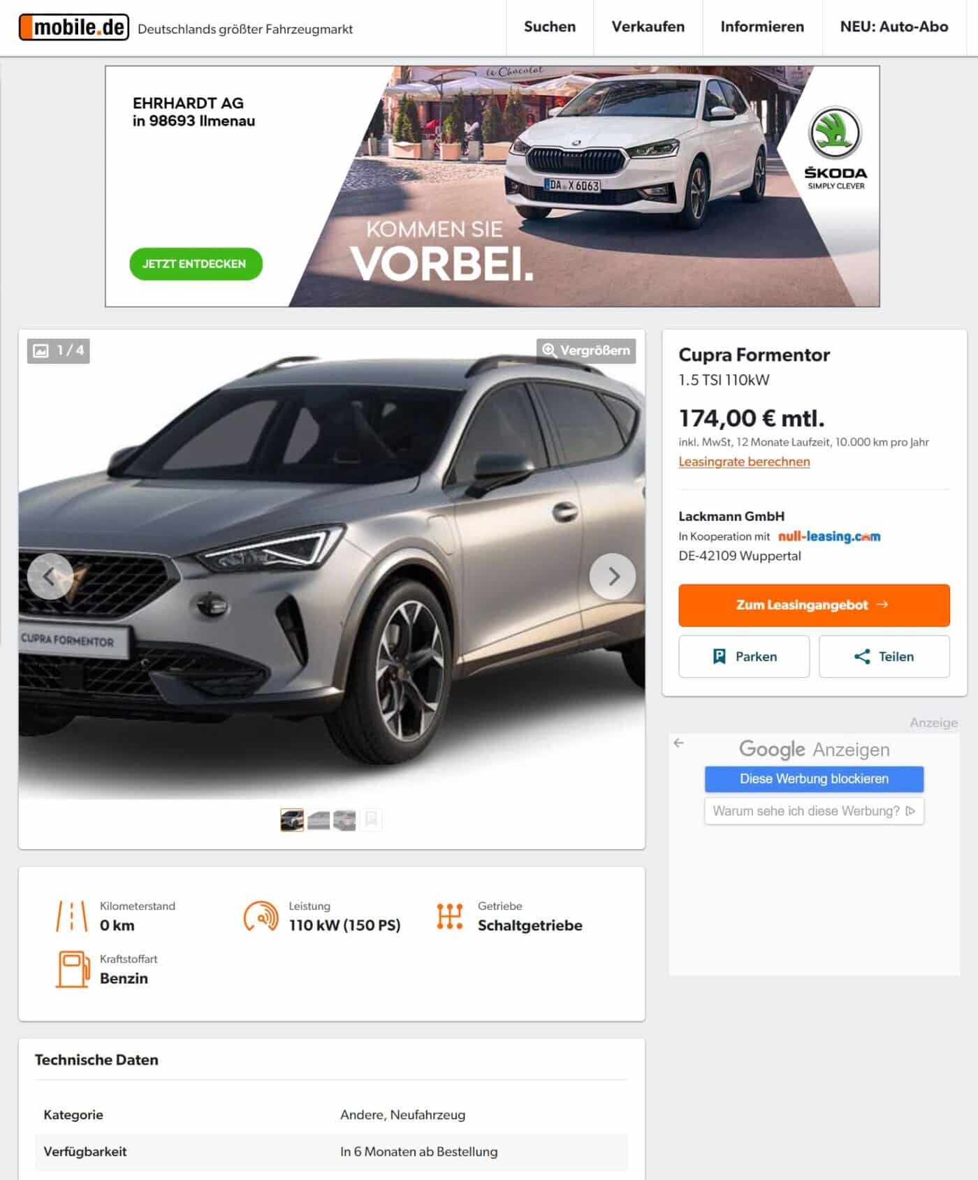 Wunderschne Cupra Leasing Privat Bild