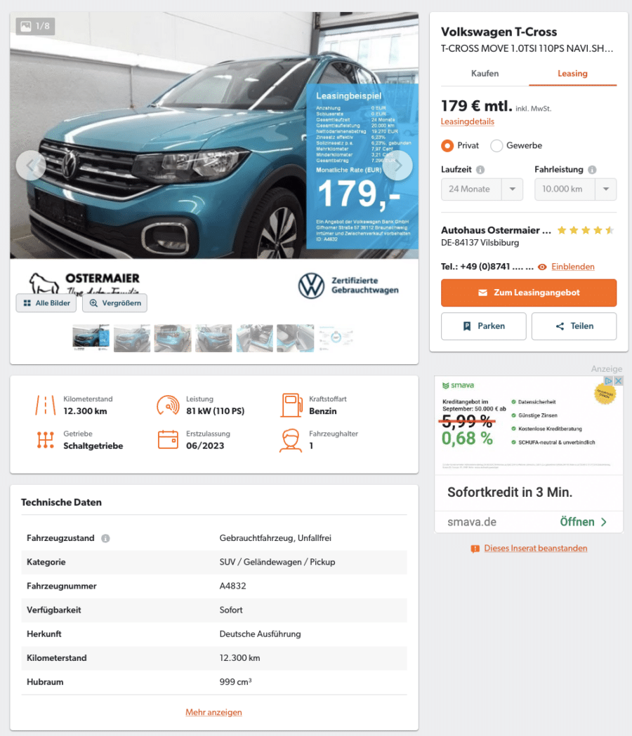 Gebrauchtwagen Leasing Volkswagen