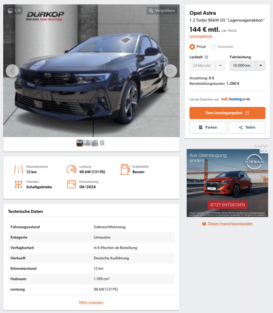 Faszinierend Opel Astra Tageszulassung Ebenbild