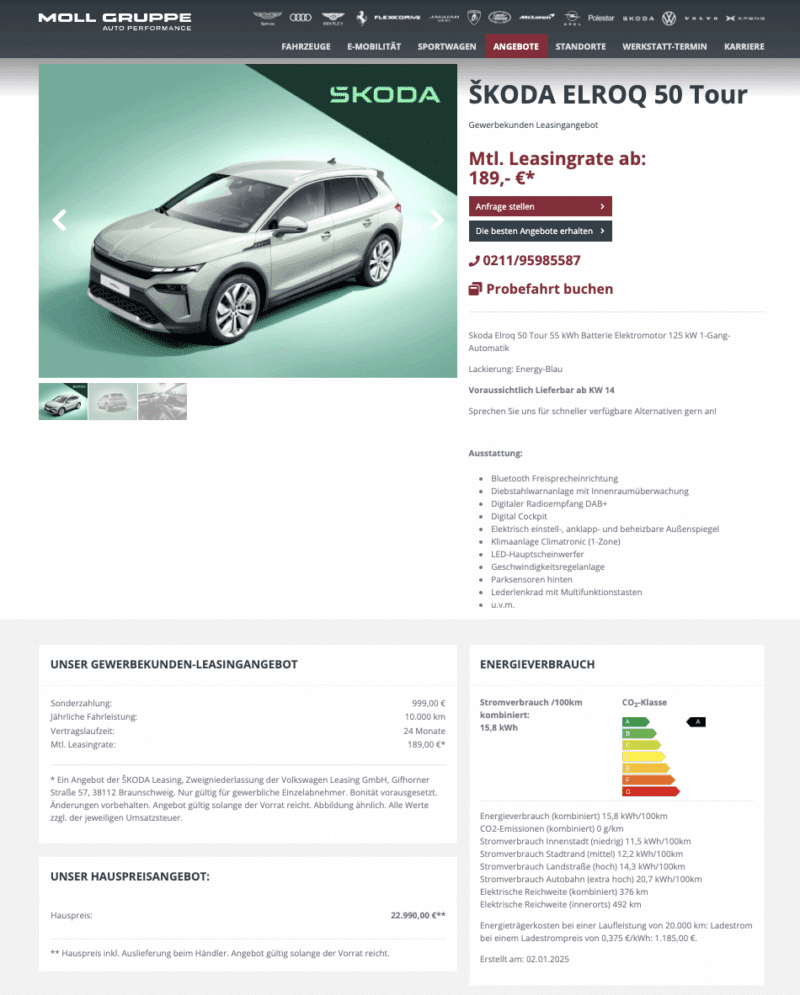 Skoda Elroq Leasing Angebote