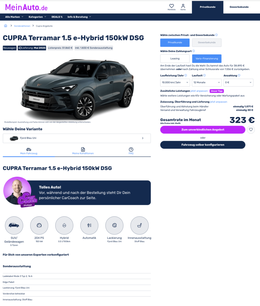 💥 Cupra Terramar Vario-Leasing für 323 Euro im Monat brutto ...