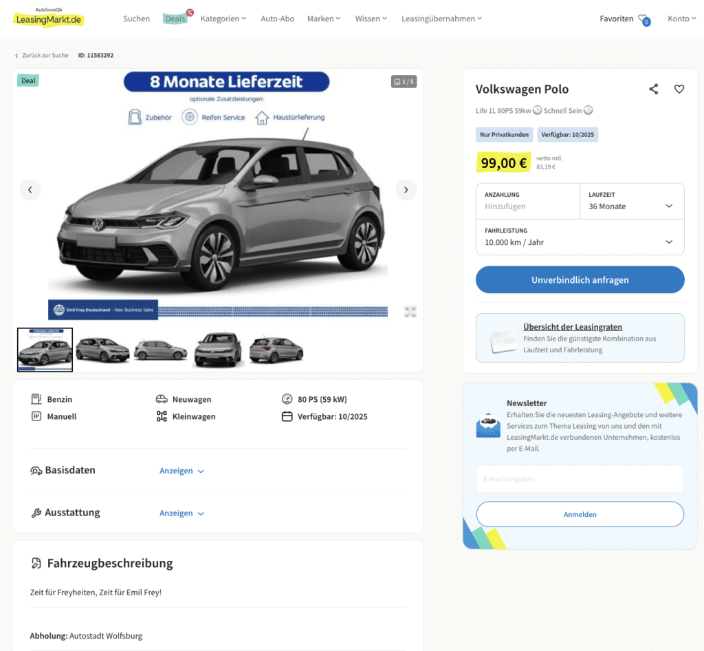 Leasing Für 99 Euro
