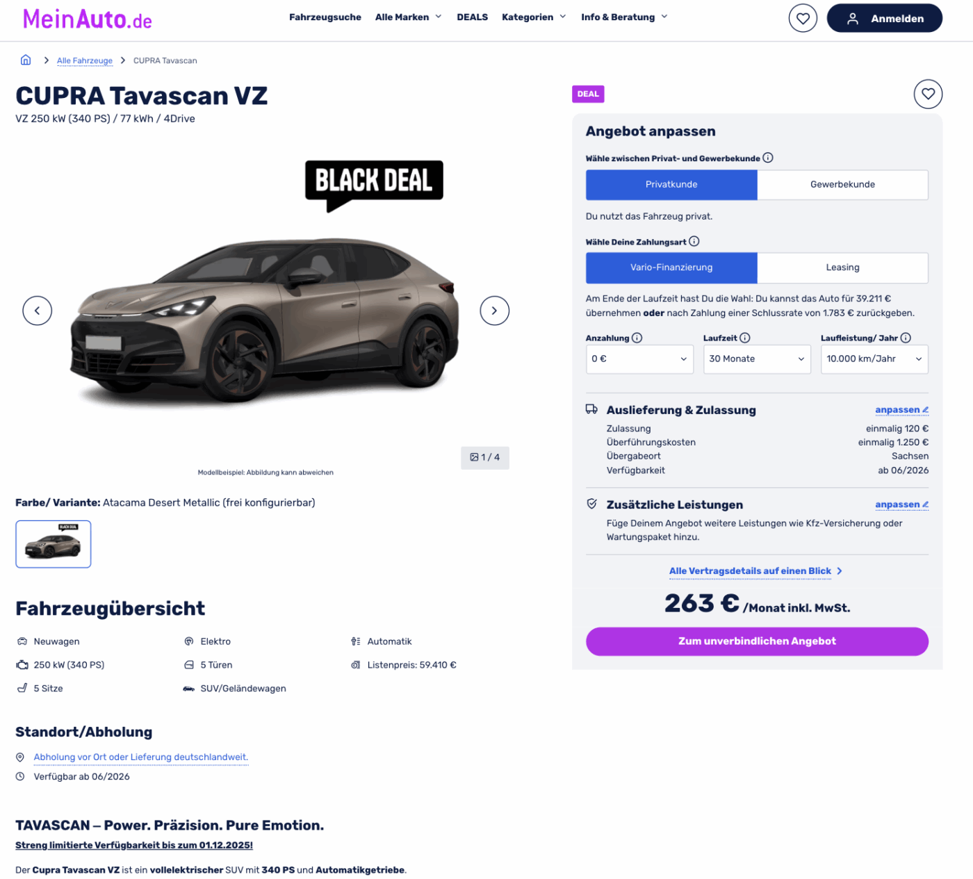 Cupra Tavascan Leasing Preis