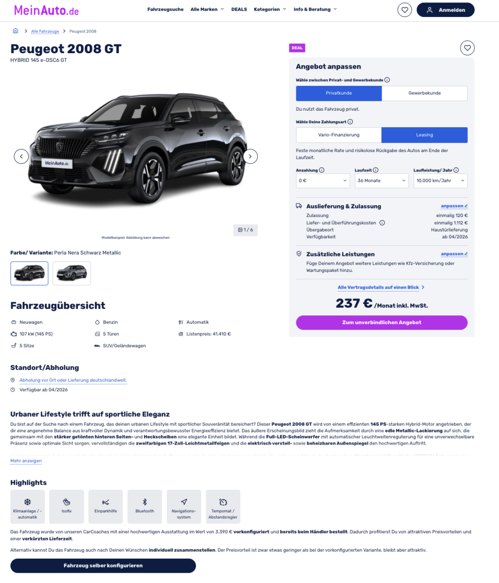 🔥 Peugeot 2008 Leasing für 237 Euro im Monat brutto - sparneuwagen.de